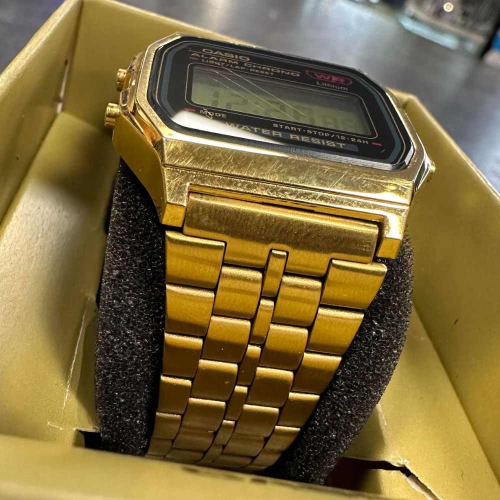 Pre-owned CASIO DIGITAL GOLD WATCH. A159WGE. - Own4Less